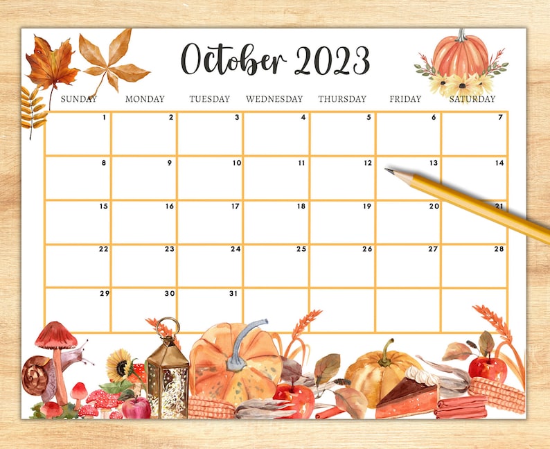 Calendario EDITABLE de octubre de 2023 Planificador mensual rellenable ...