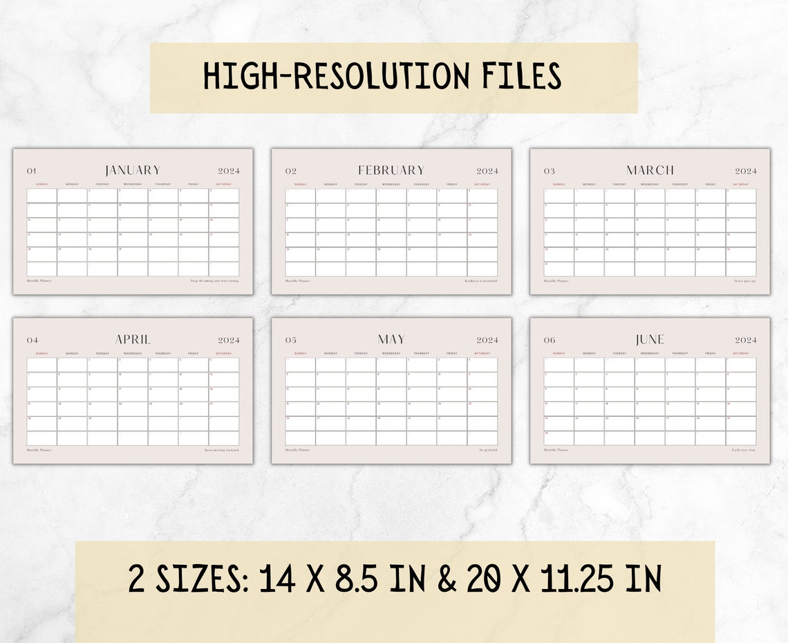 Printable Calendar 2024 Bundle, Boho Calendar, Minimalist Calendar ...