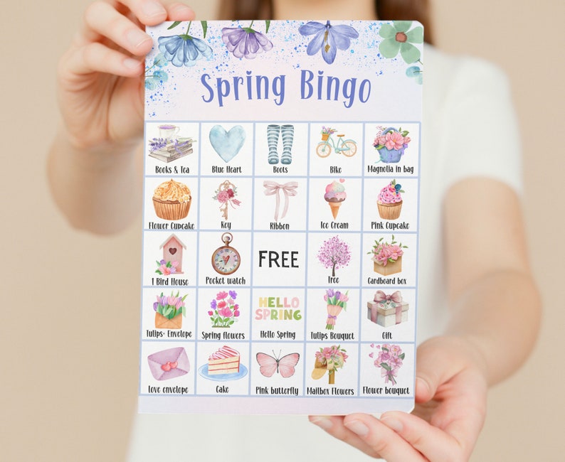 PRINTABLE SPRING Bingo Game With 50 Unique Bingo Cards, Bing Game ...