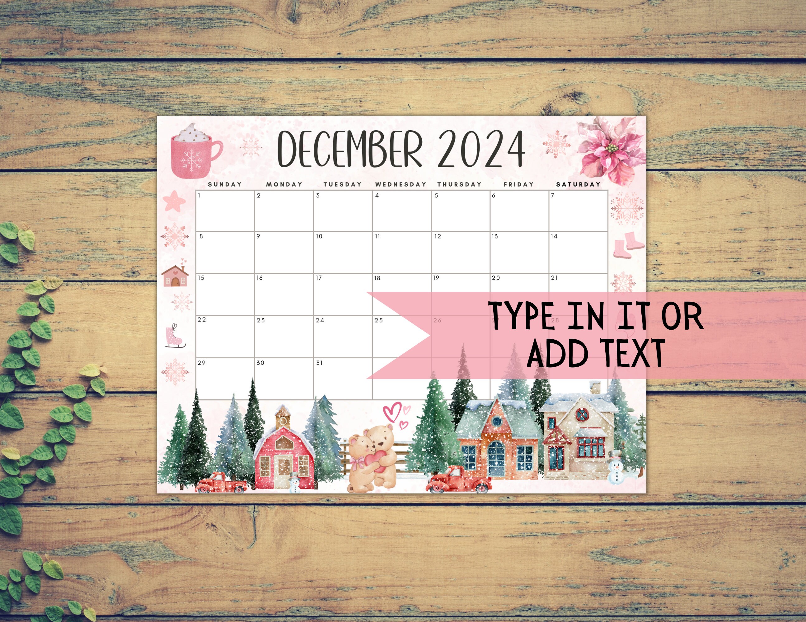 EDITABLE Monthly Calendar 2024 Bundle, Cute Editable 2024 PDF Calendar ...