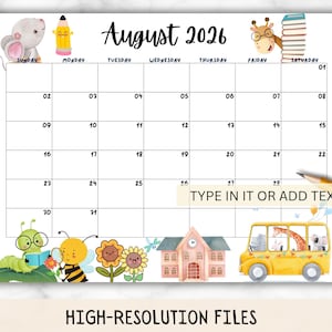 EDITABLE Monthly Calendar 2026 Bundle, Cute Whole Year 2026 Calendar ...
