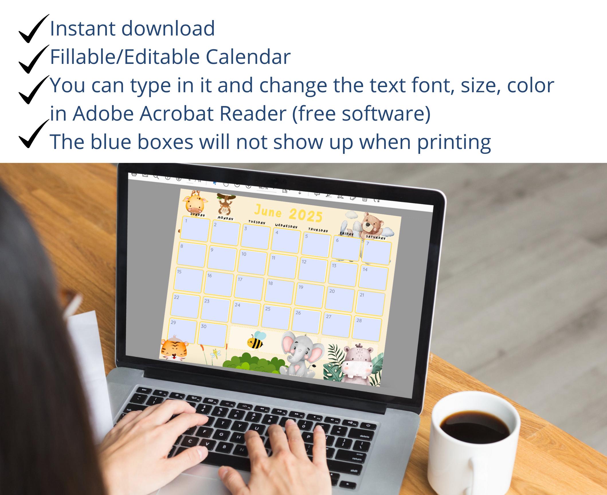 EDITABLE Monthly Calendar 2025 Bundle Pack, Whole Year 2025 Calendar ...