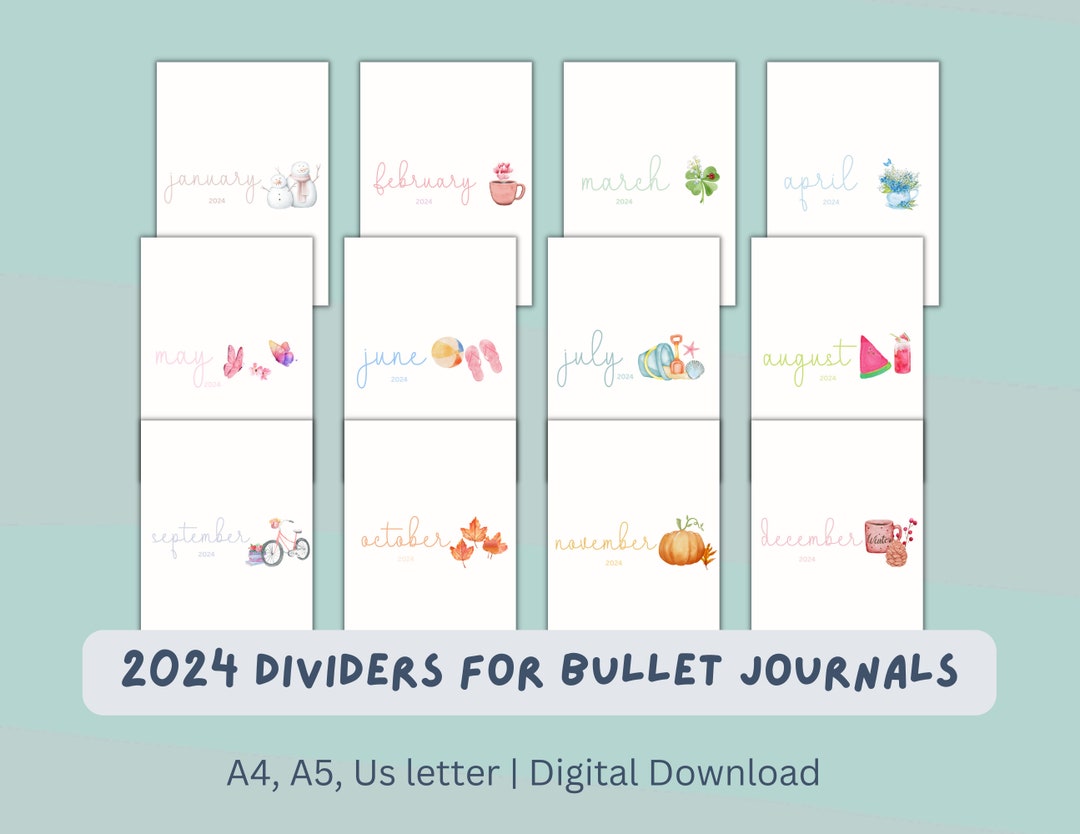 Dividers Watercolor January to December for Ring Binders - Etsy