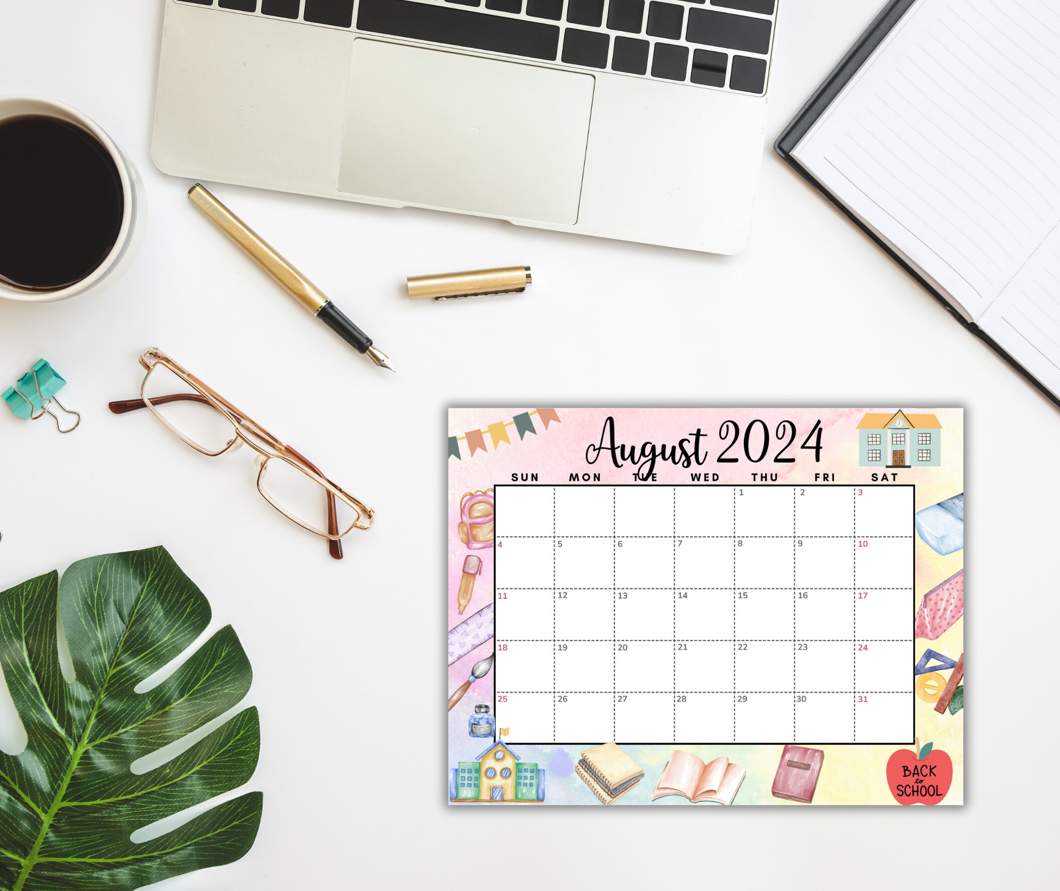 EDITABLE August 2024 Calendar, Printable Fillable Monthly Planner ...