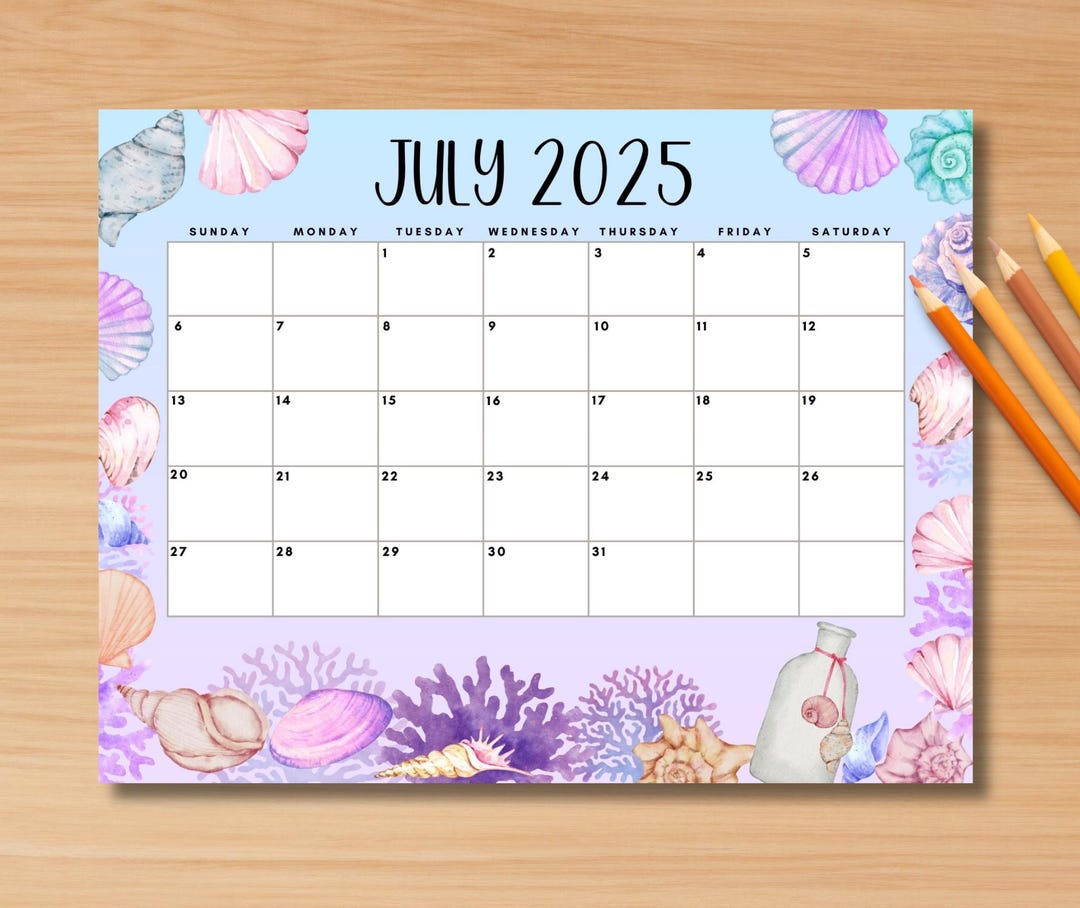 EDITABLE July 2025 Calendar, Printable Wall Calendar 2025, Cute ...