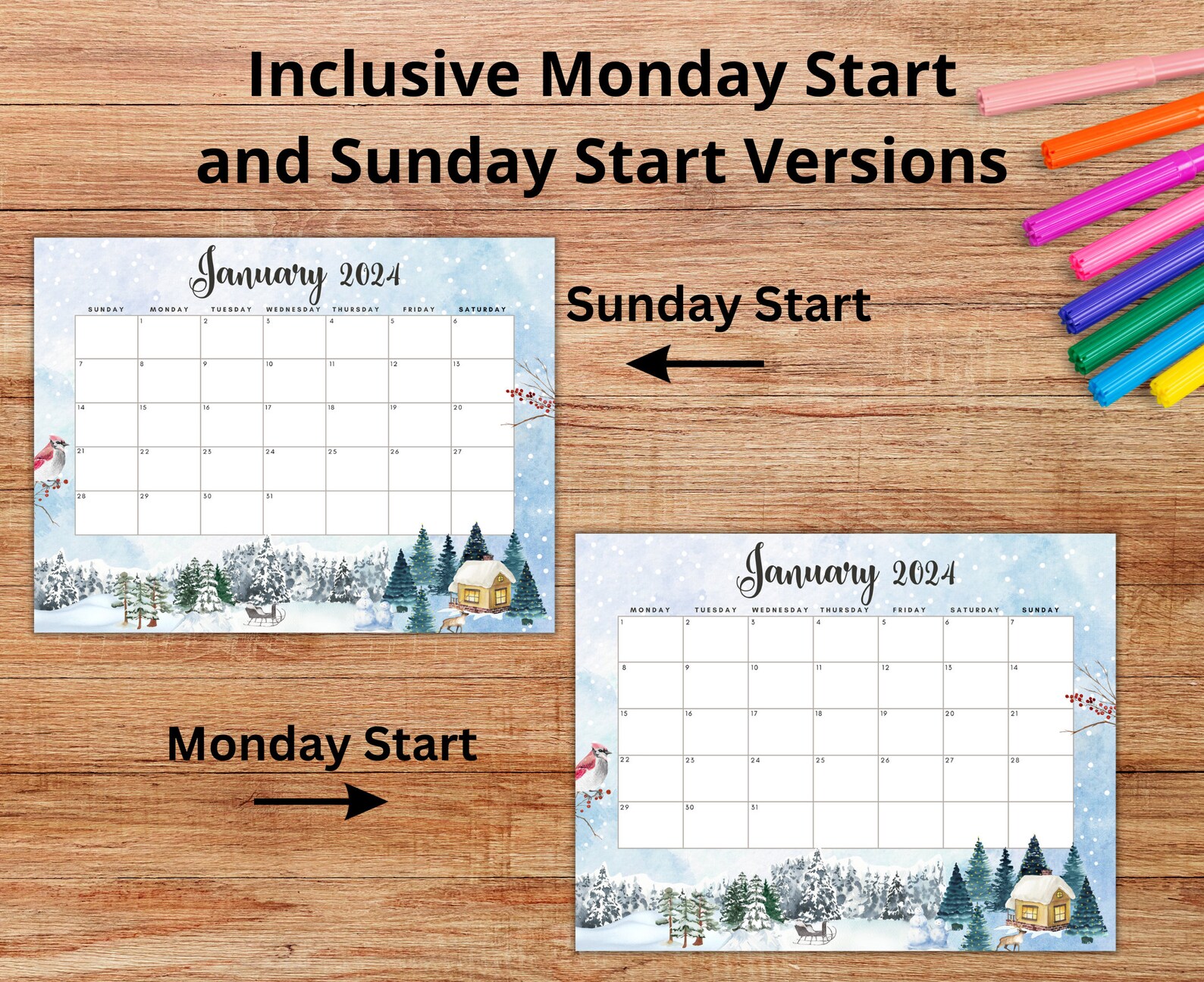 EDITABLE Monthly Calendar 2024 Bundle, Whole Year 2024 Calendar ...