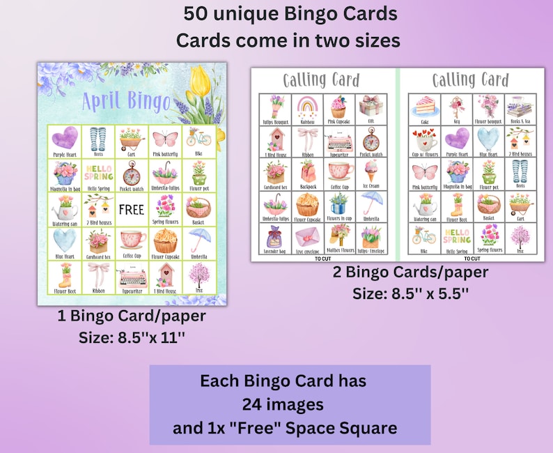 PRINTABLE April Easter Bingo Game With 50 Unique Bingo Cards, Bingo ...