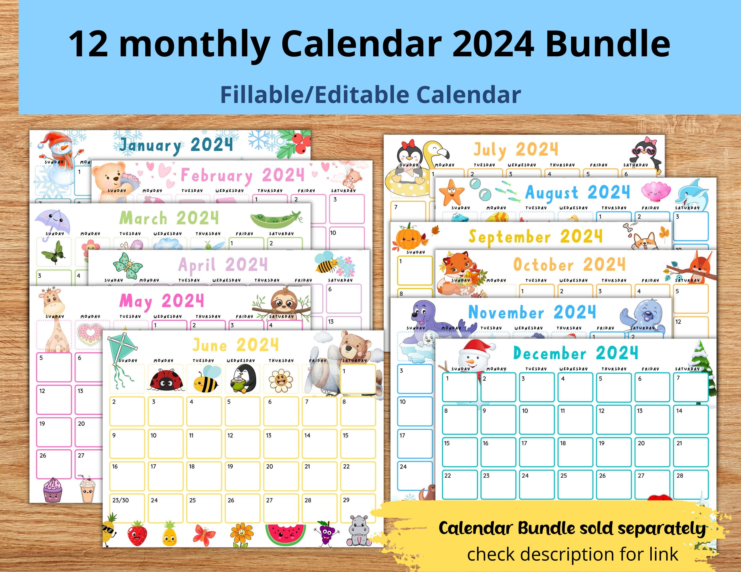 EDITABLE June 2024 Calendar Cute Printable Fillable Planner for Home ...