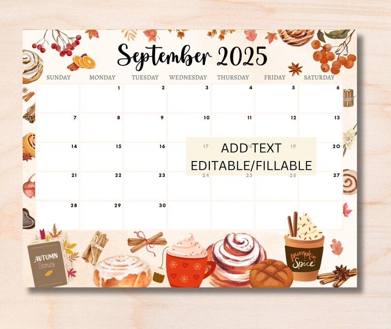 EDITABLE September 2025 Calendar, Printable Monthly Calendar for ...