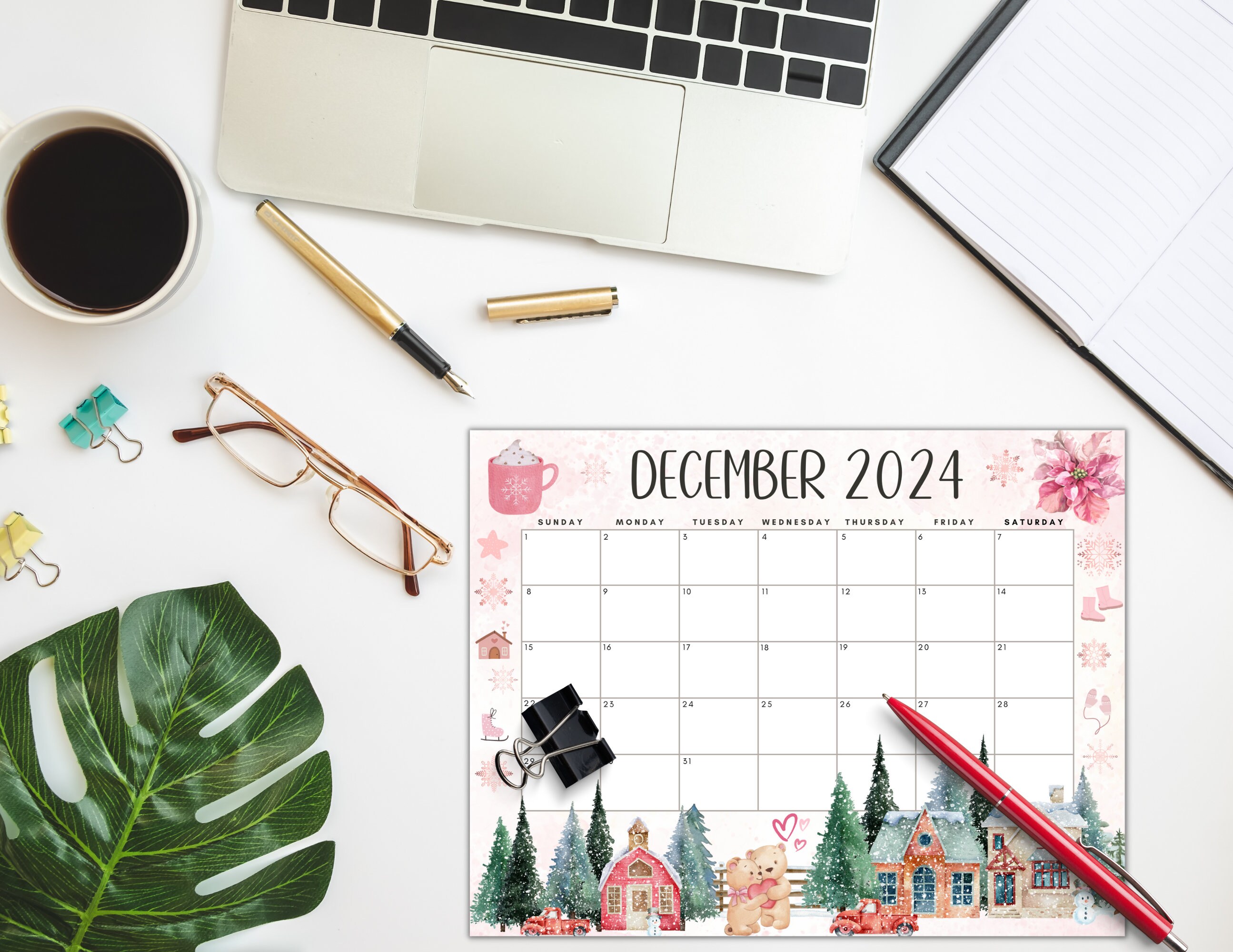 EDITABLE Monthly Calendar 2024 Bundle, Cute Editable 2024 PDF Calendar ...