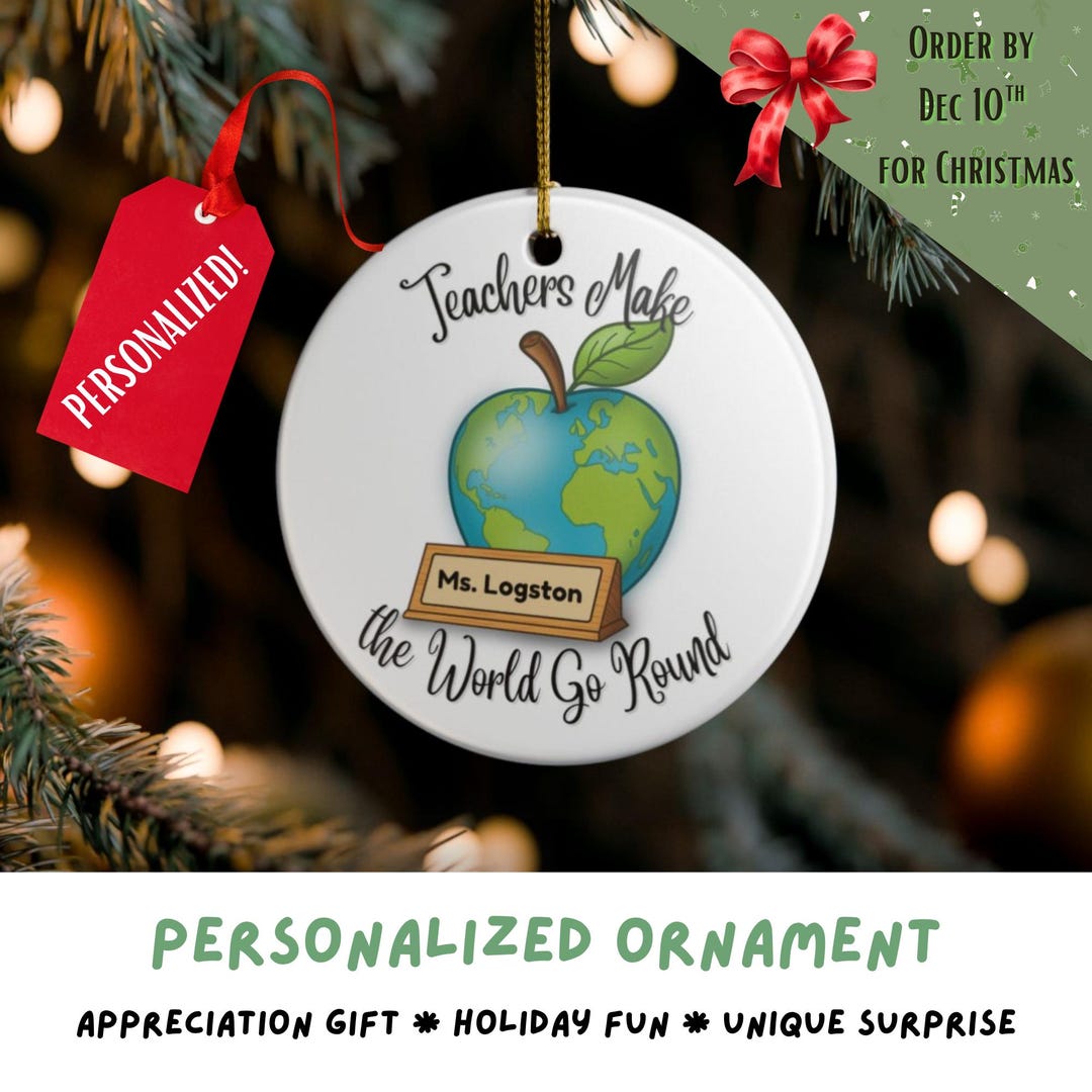 Ceramic Decoration Ornament for Teacher, Personalized Holiday Gift ...