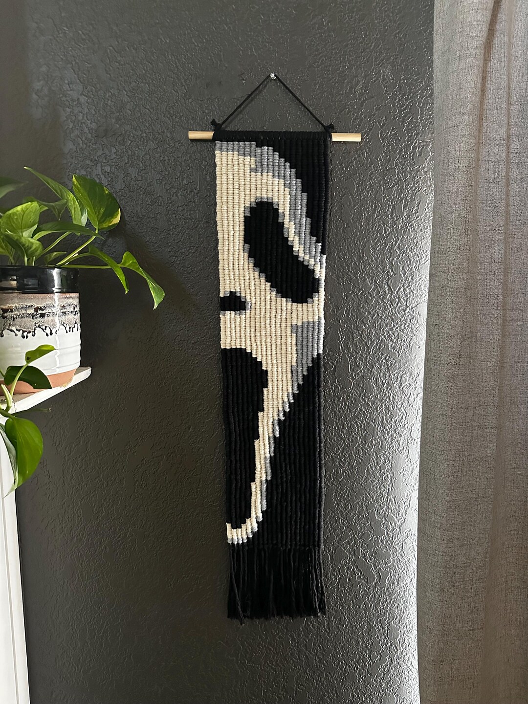 Scream Halloween Macrame Halloween Decor Boho Halloween Neutral ...