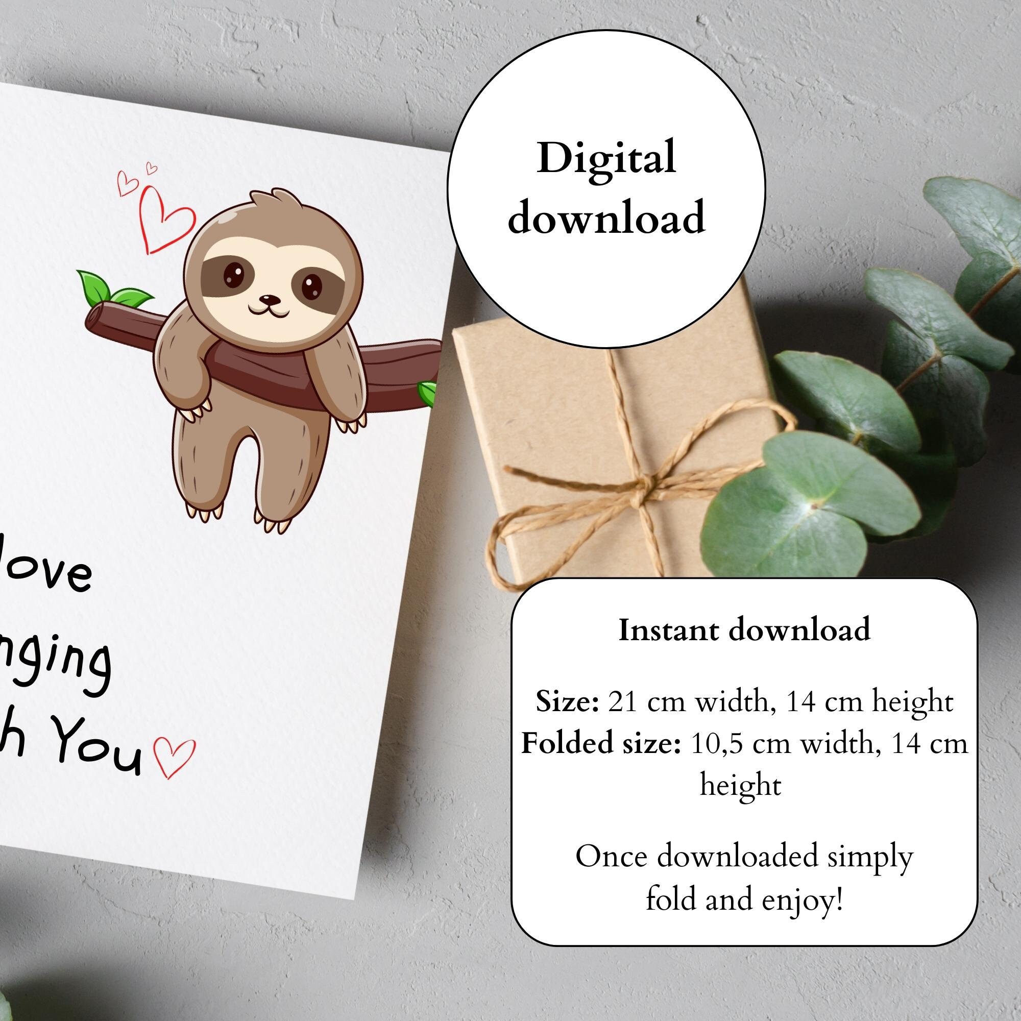 Gift Card Cute Sloth Printable Card Gift Funny Pun Animal Gift for ...