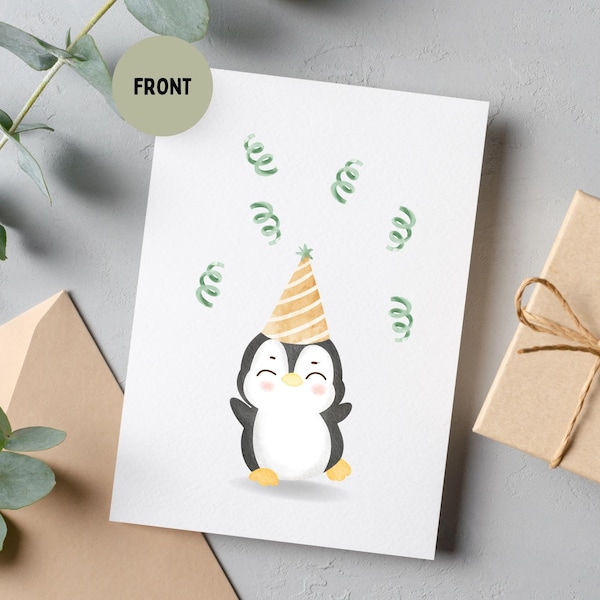 Penguin Birthday Card - Etsy