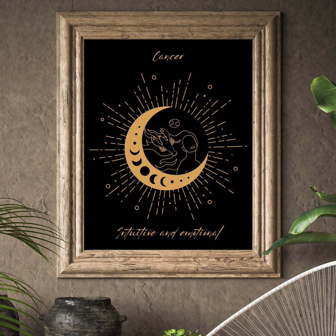 Cancer Zodiac Sign Printable Wall Art Simple Room Wall Art Zodiac Sign ...