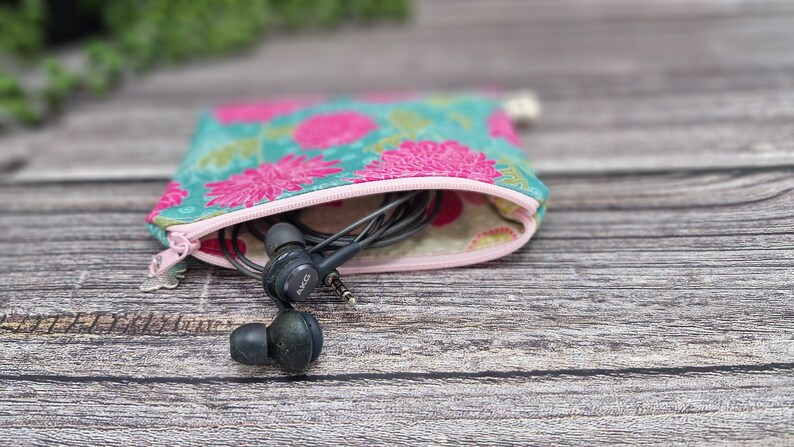 Pink Coin Purse,floral Coin Purse,fabric Coin Purse,coin Purse With Zip ...