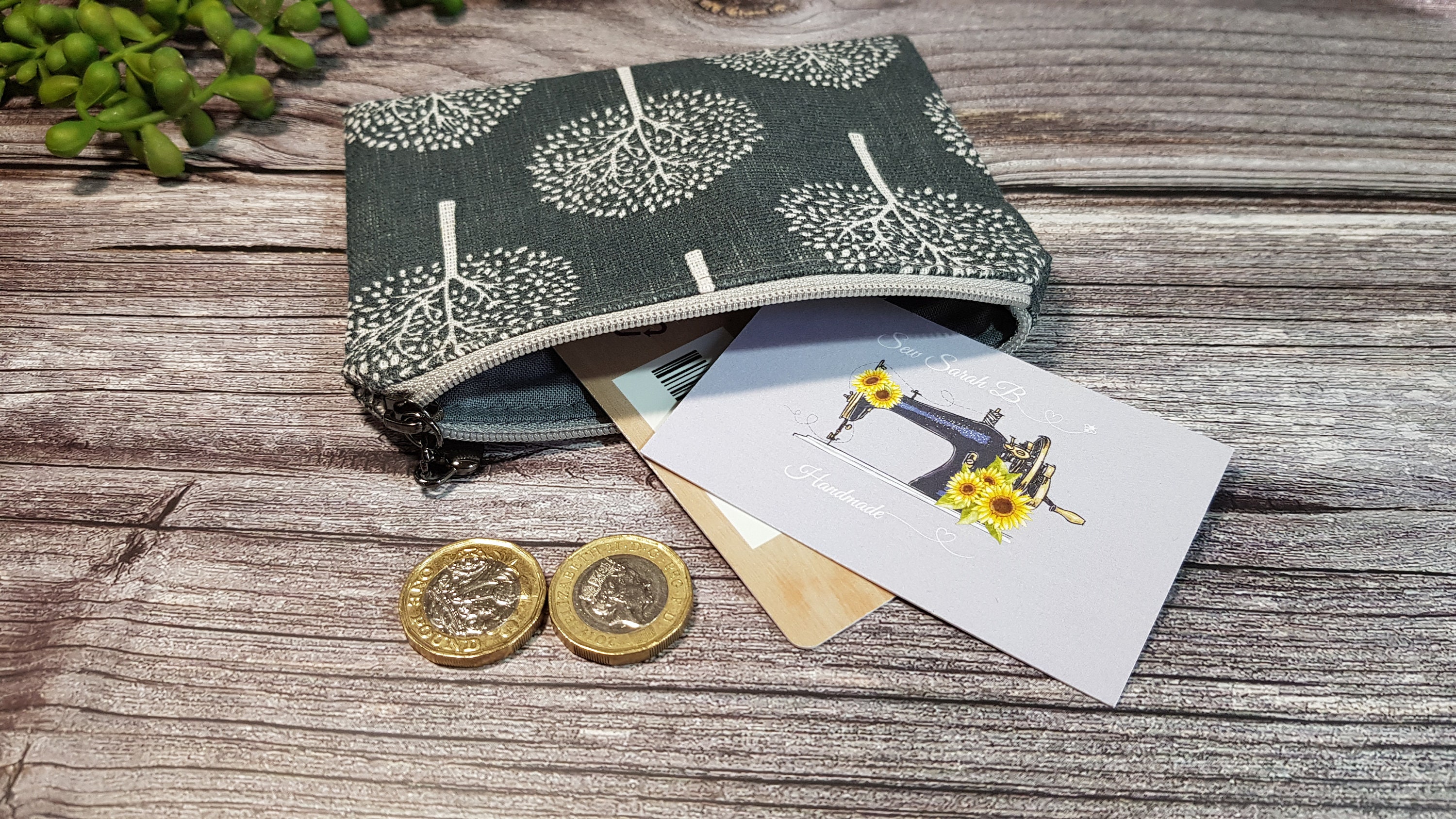 Mulberry Trees Coin Purse in Dark Grey, Small Zip Purse, Ladies Small ...