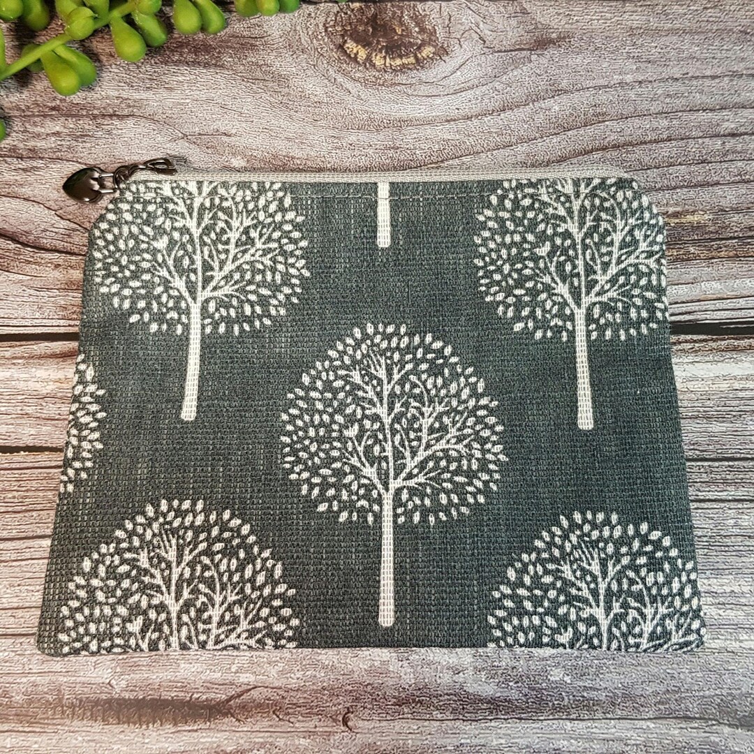 Mulberry Trees Coin Purse in Dark Grey, Small Zip Purse, Ladies Small ...