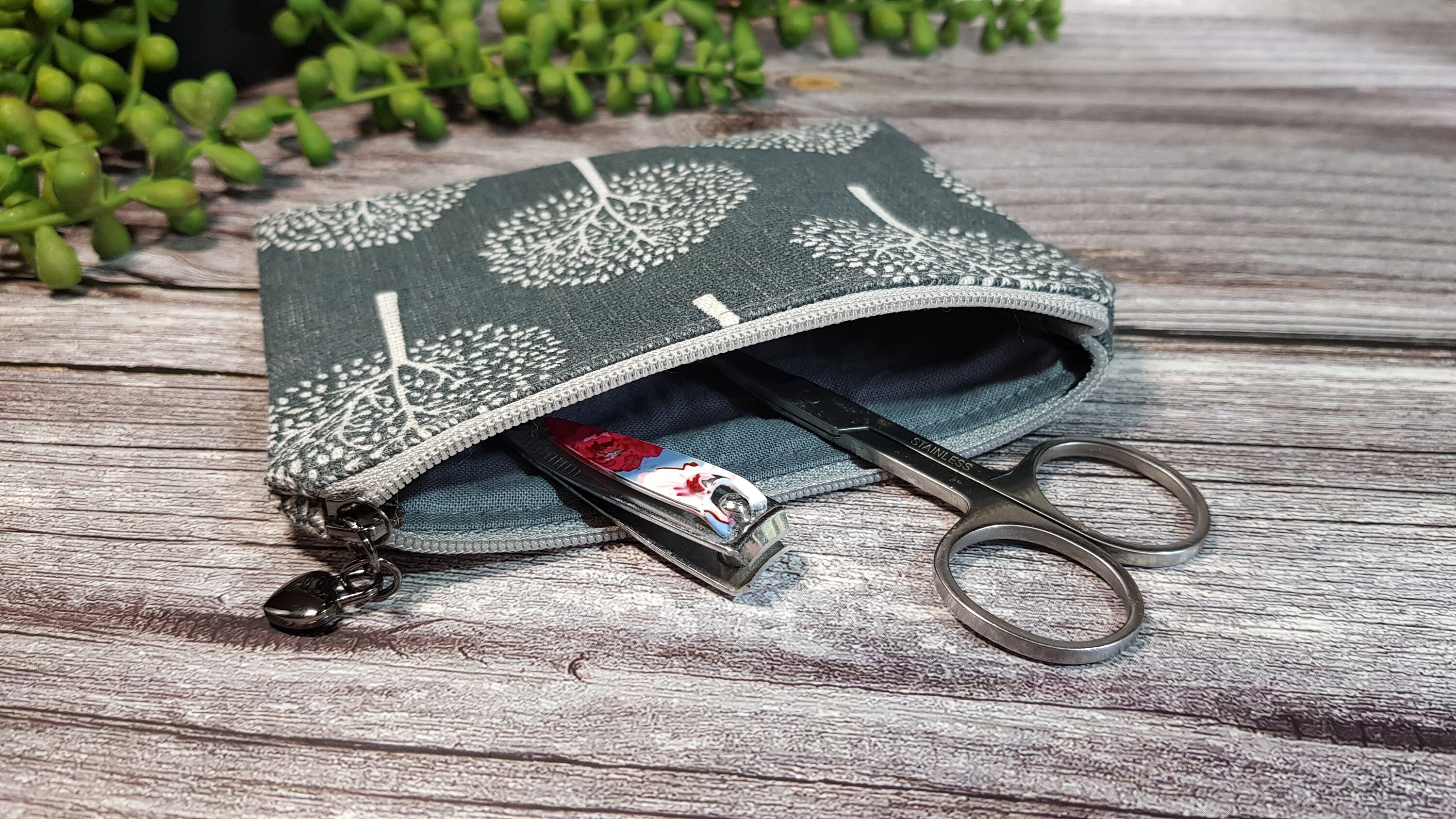 Mulberry Trees Coin Purse in Dark Grey, Small Zip Purse, Ladies Small ...