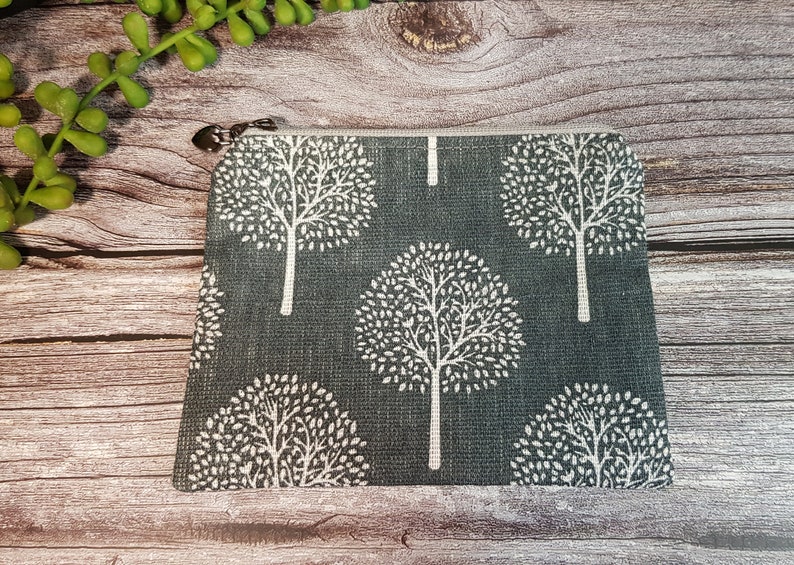 Mulberry Trees Coin Purse in Dark Grey, Small Zip Purse, Ladies Small ...