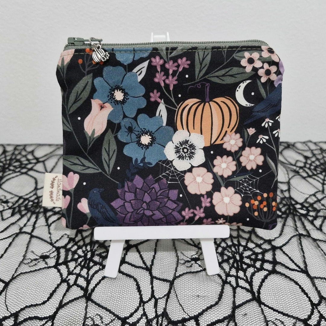 Pumpkin Purse,floral Coin Purse,goth Coin Purse,purse With Zip ...