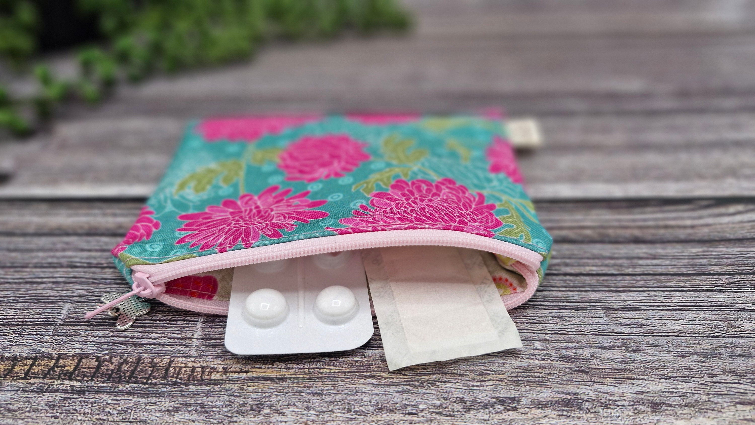 Pink Coin Purse,floral Coin Purse,fabric Coin Purse,coin Purse With Zip ...