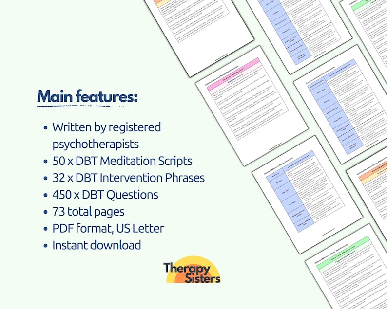DBT Cheat Sheets Resource Bundle | DBT Interventions Wise Mind Therapy ...