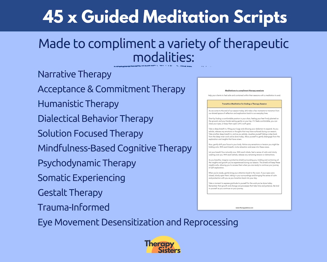 45 Guided Meditation Scripts | Therapy Resources Therapy Cheat Sheet ...