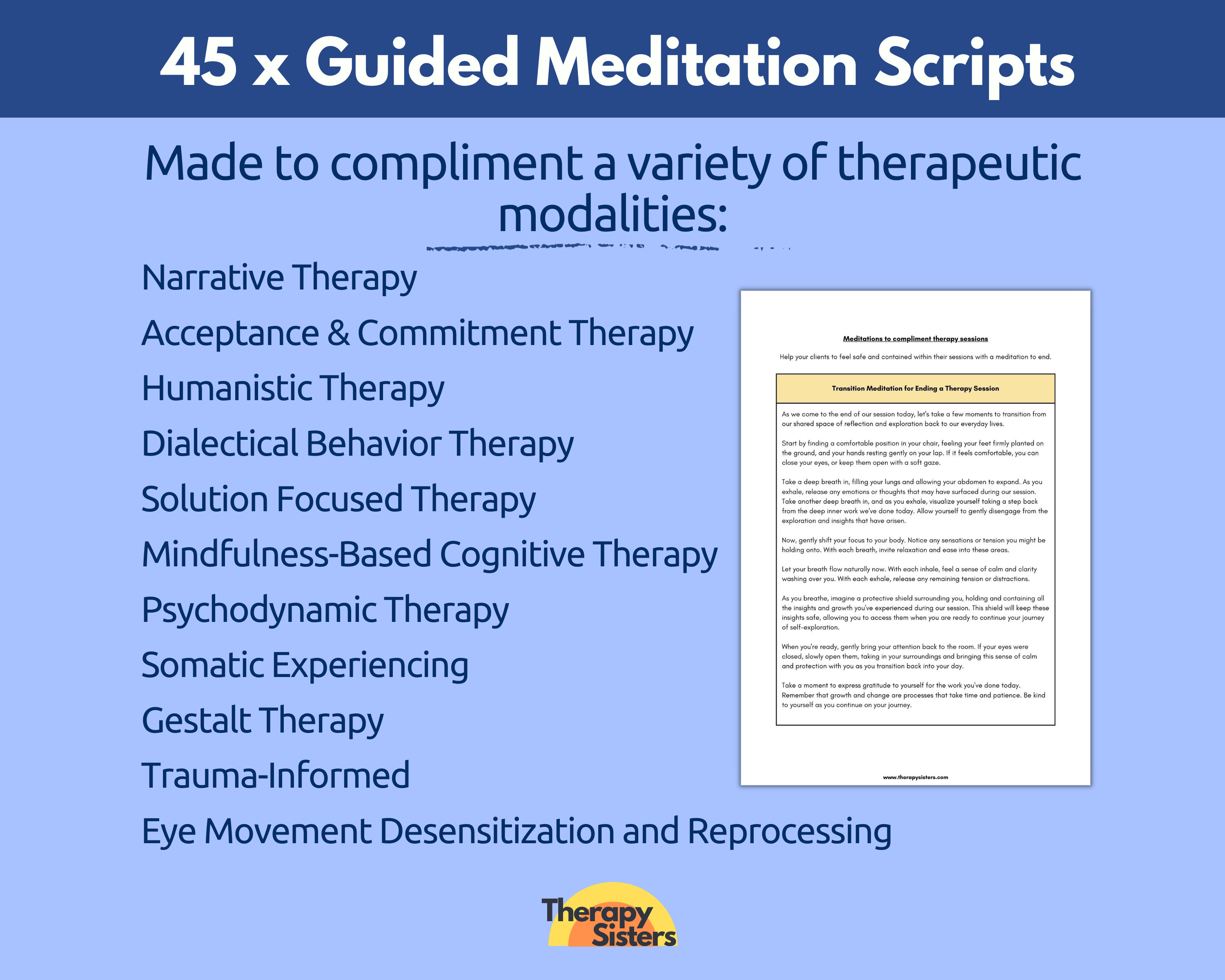 45 Guided Meditation Scripts Therapy Resources Therapy Cheat Sheet ...
