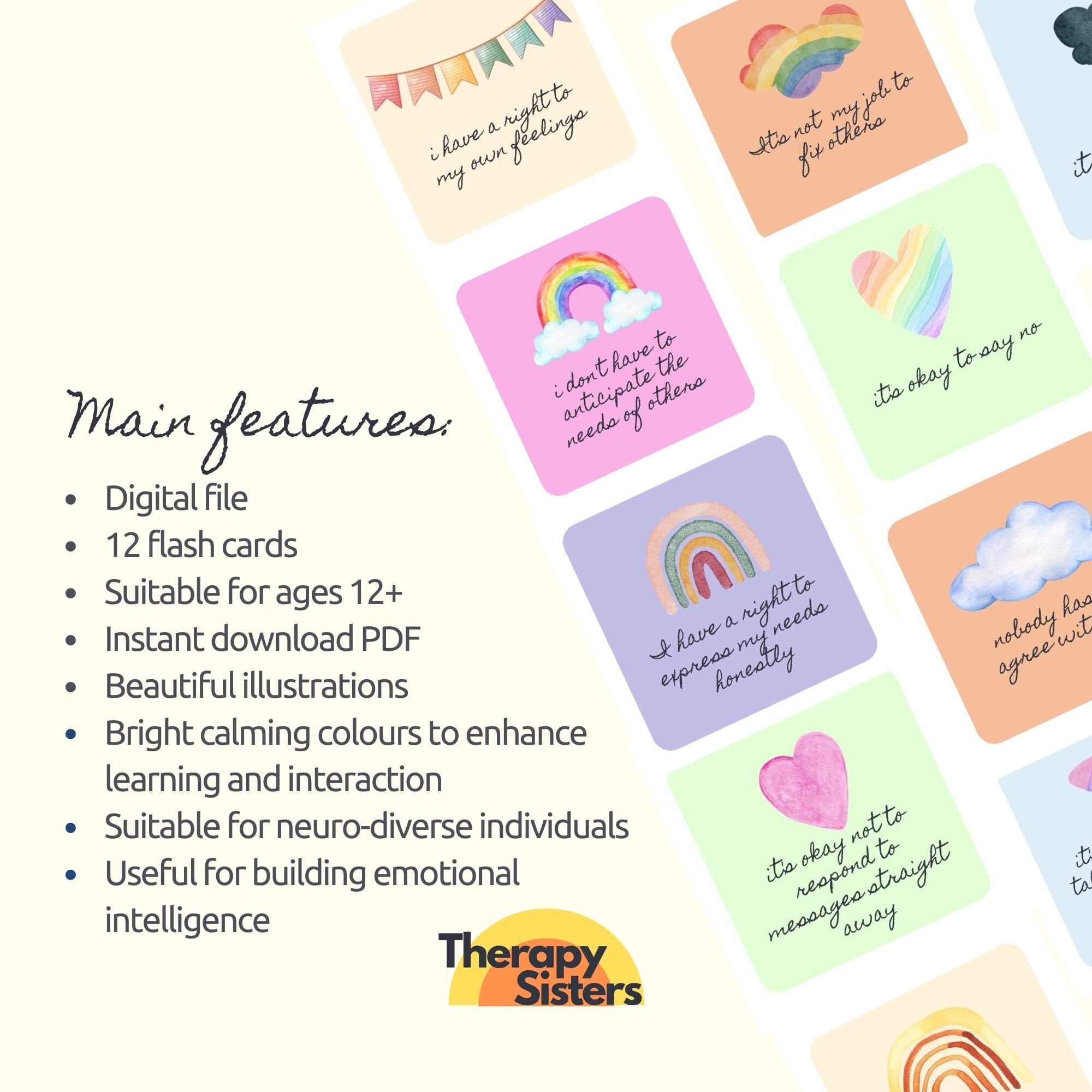 12 Boundary Affirmation Cards | Teen Therapy Card Deck Counselling Tool ...