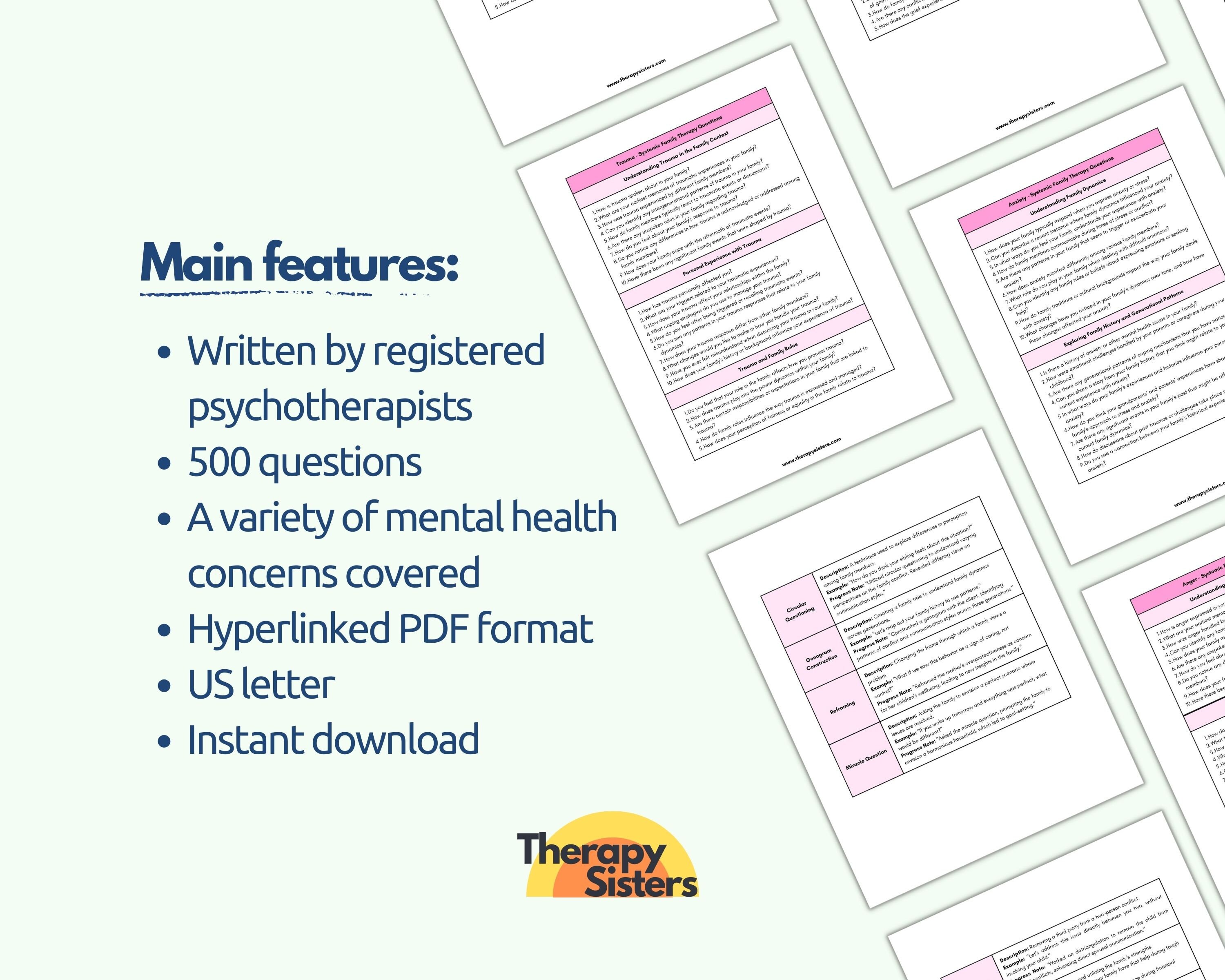 500 Systemic Family Therapy Questions | Intervention Phrases HIPAA ...