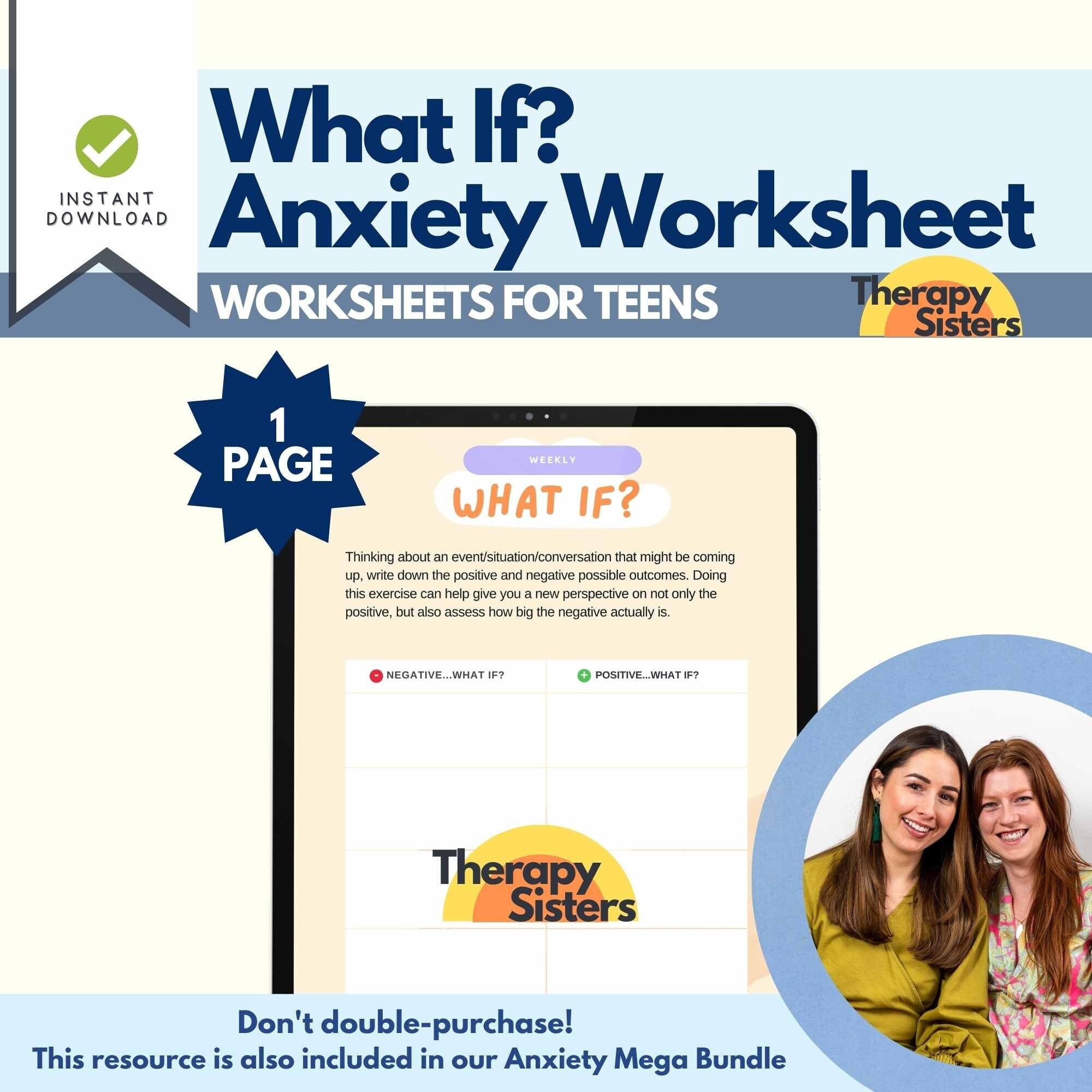What If Anxiety Worksheet Anxiety Relief Cognitive Distortions Therapy ...