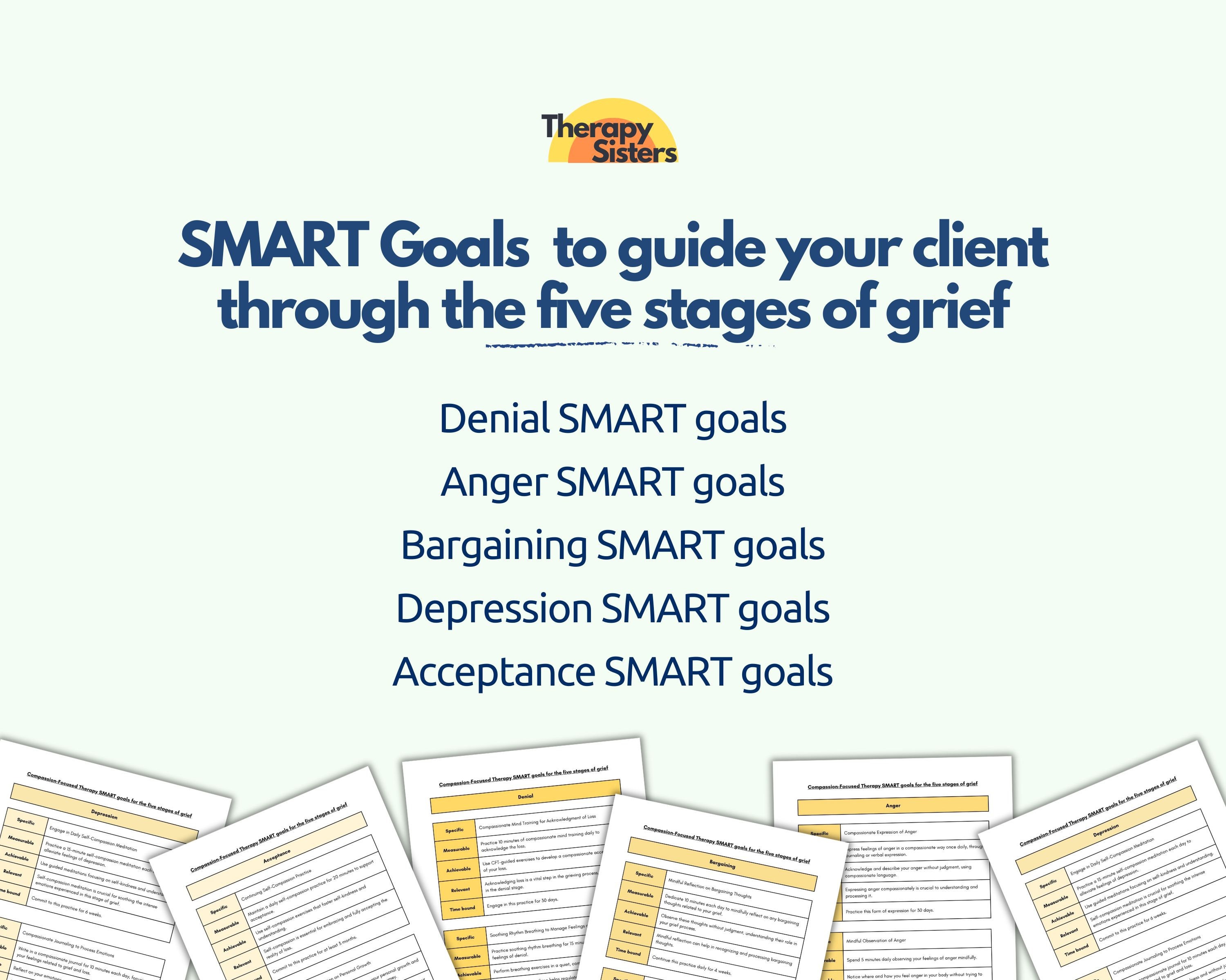 Grief Therapy SMART Goals | Grief and Loss Therapy Interventions ...