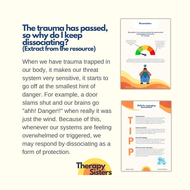 Trauma Dissociation Printouts Trauma Therapy DBT PTSD Therapy Worksheet ...