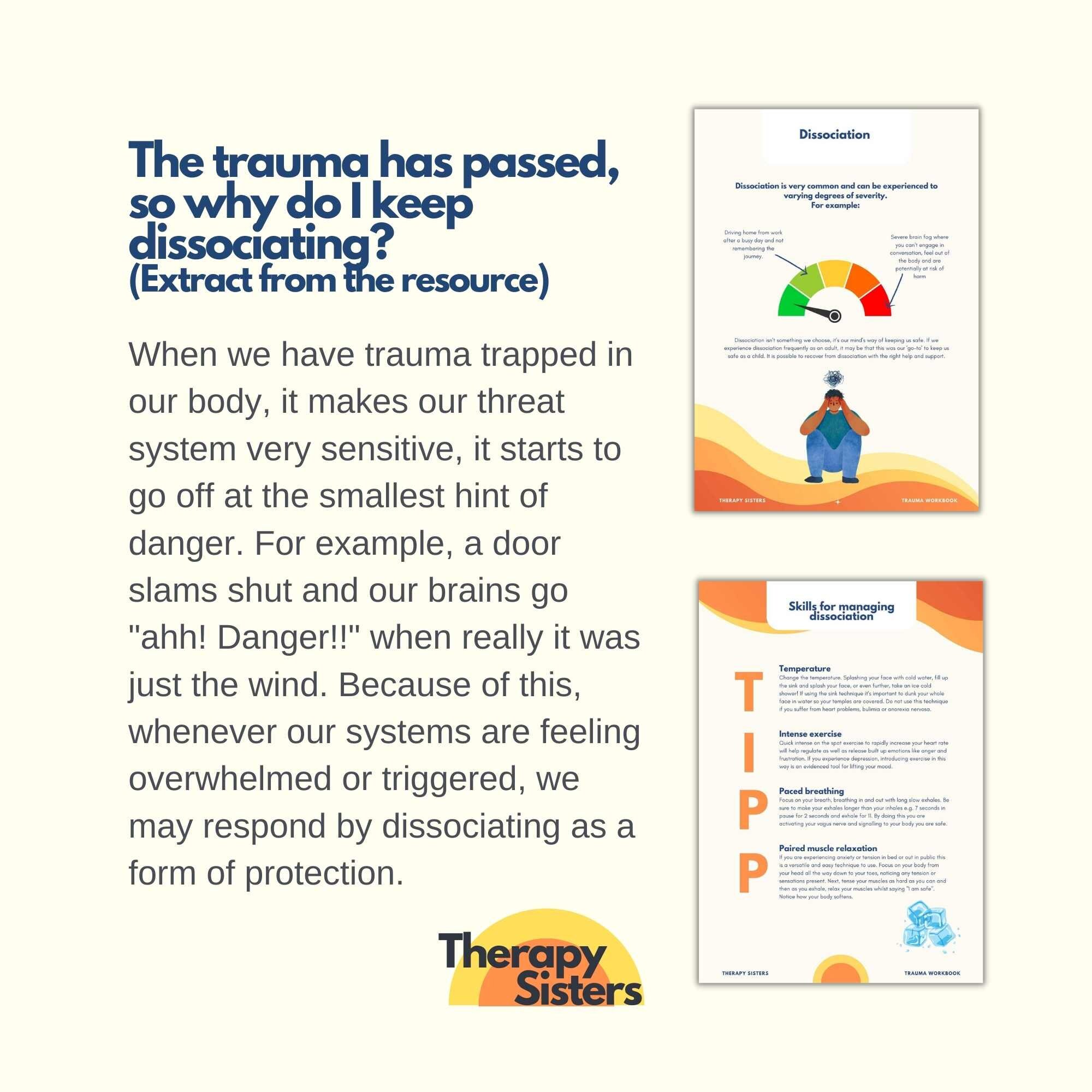 Trauma Dissociation Printouts Trauma Therapy DBT PTSD Therapy Worksheet ...