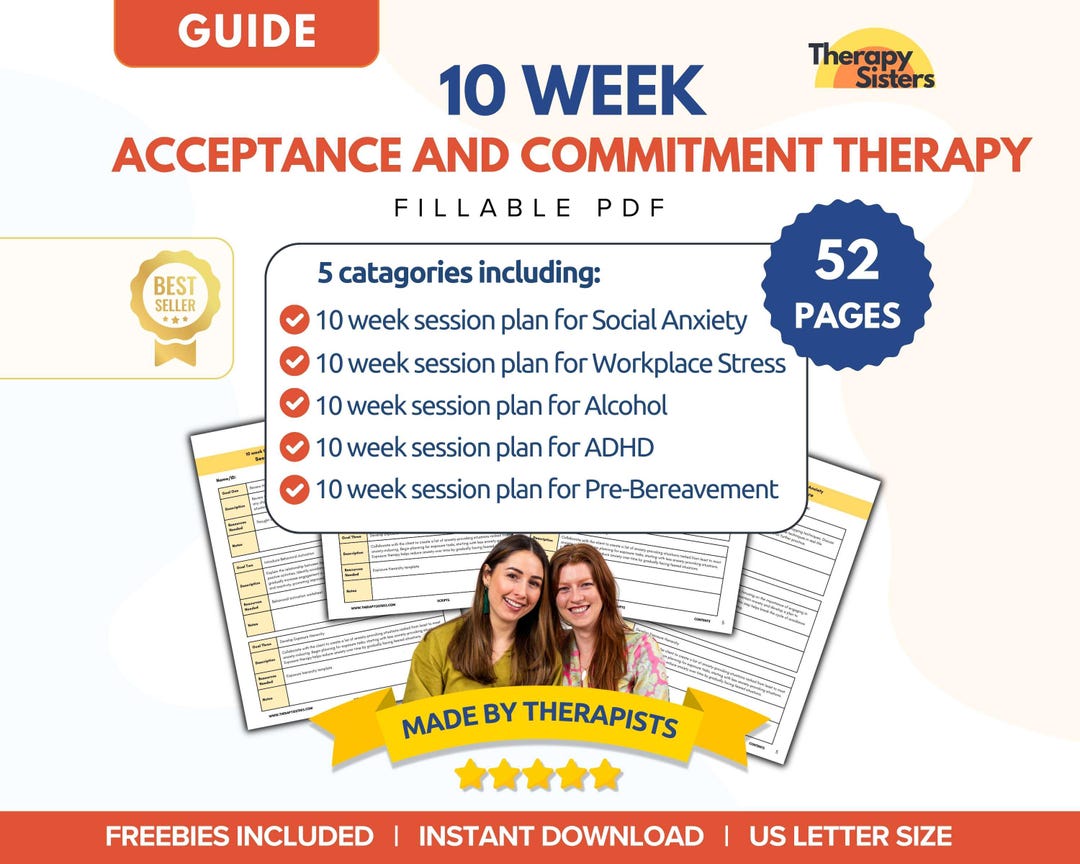 10 Week ACT Session Plans | ACT Activities Therapy Scripts Progress ...