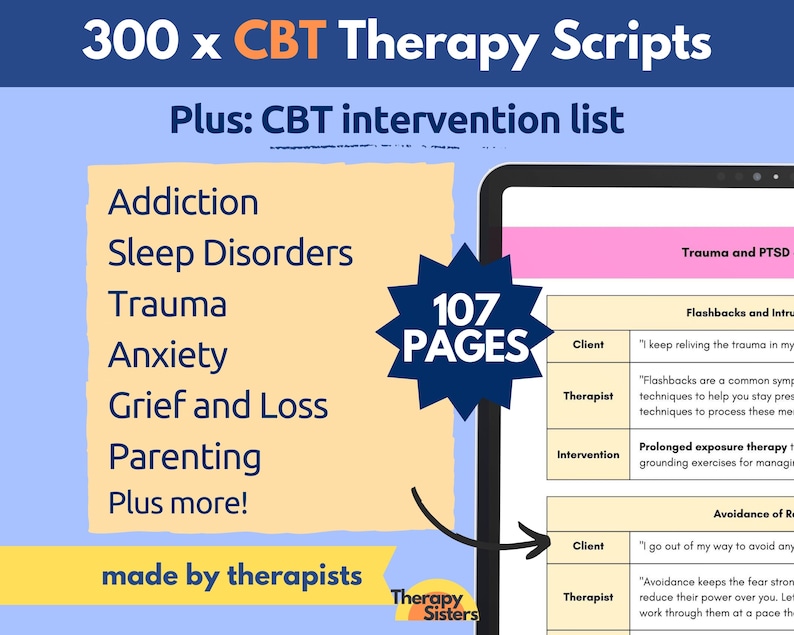 CBT Therapy Session Scripts | Therapy Note Sentence Starters Therapy Intervention Counselor ...