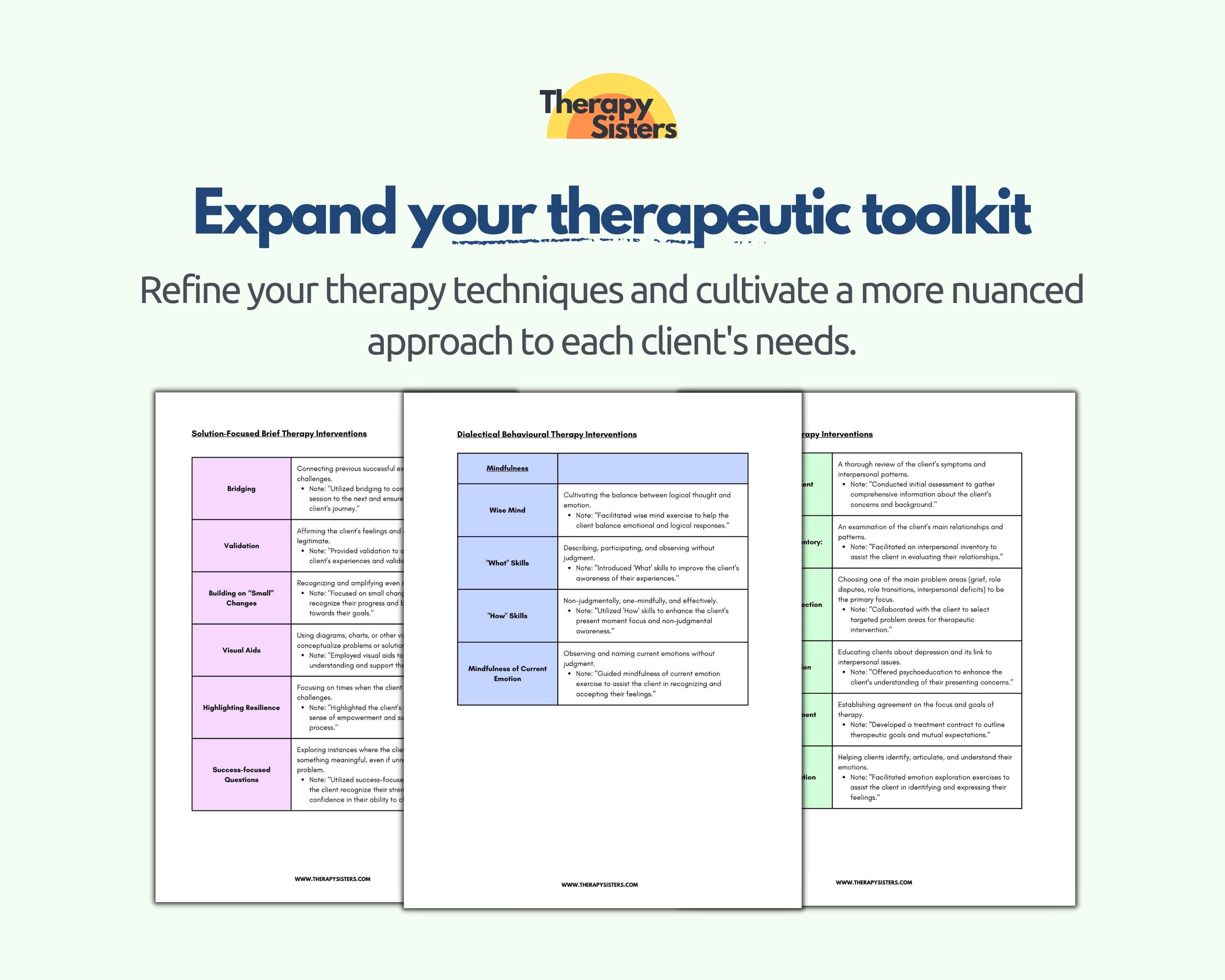 150 Therapy Intervention Phrases HIPAA Compliant Progress Notes Therapy ...