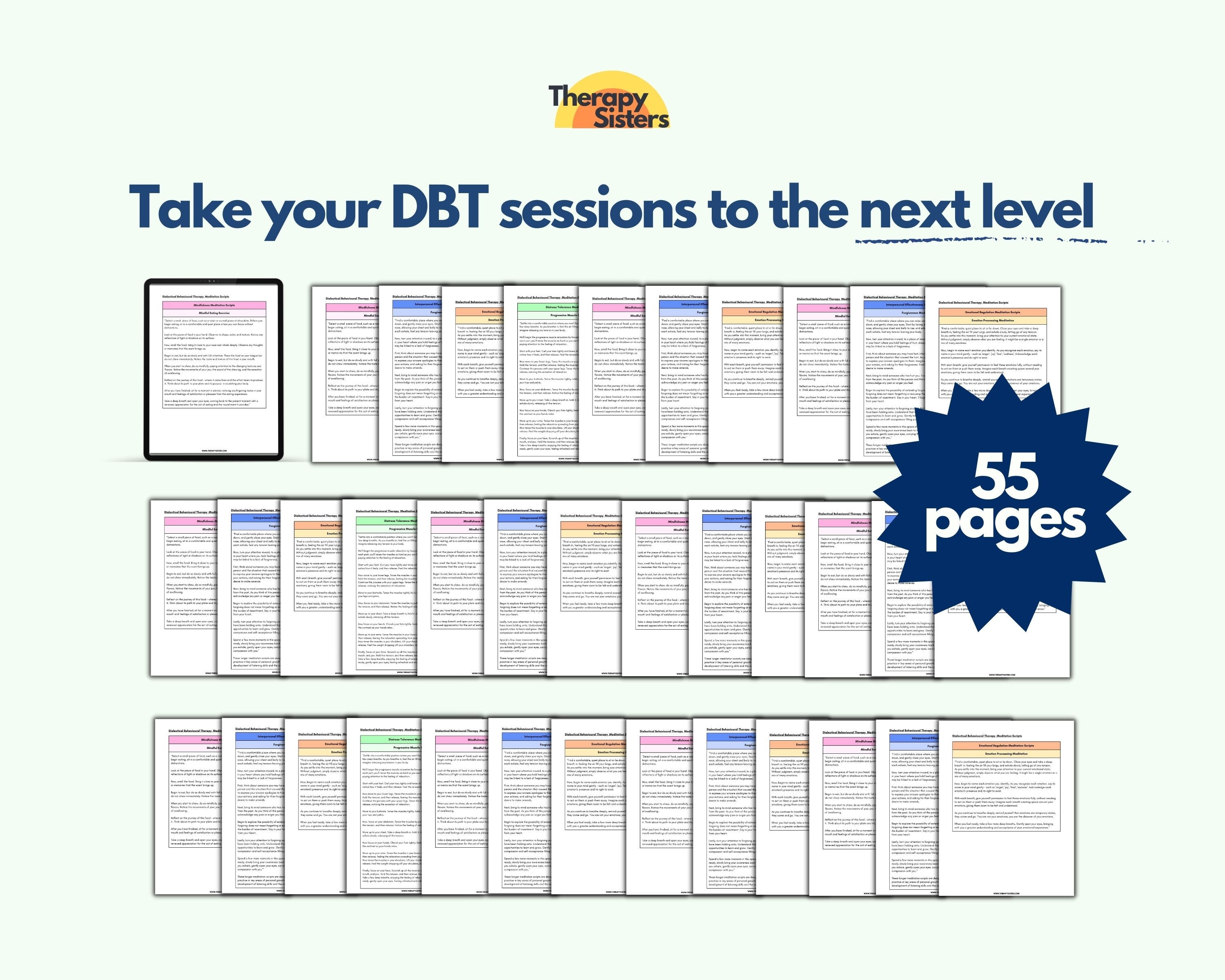 DBT Meditation Scripts | DBT Cheat Sheet Social Worker CBT Tools Diary ...