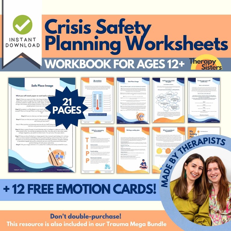 Trauma Crisis Safety Planning | Trauma Journal Printable CBT Anxiety ...