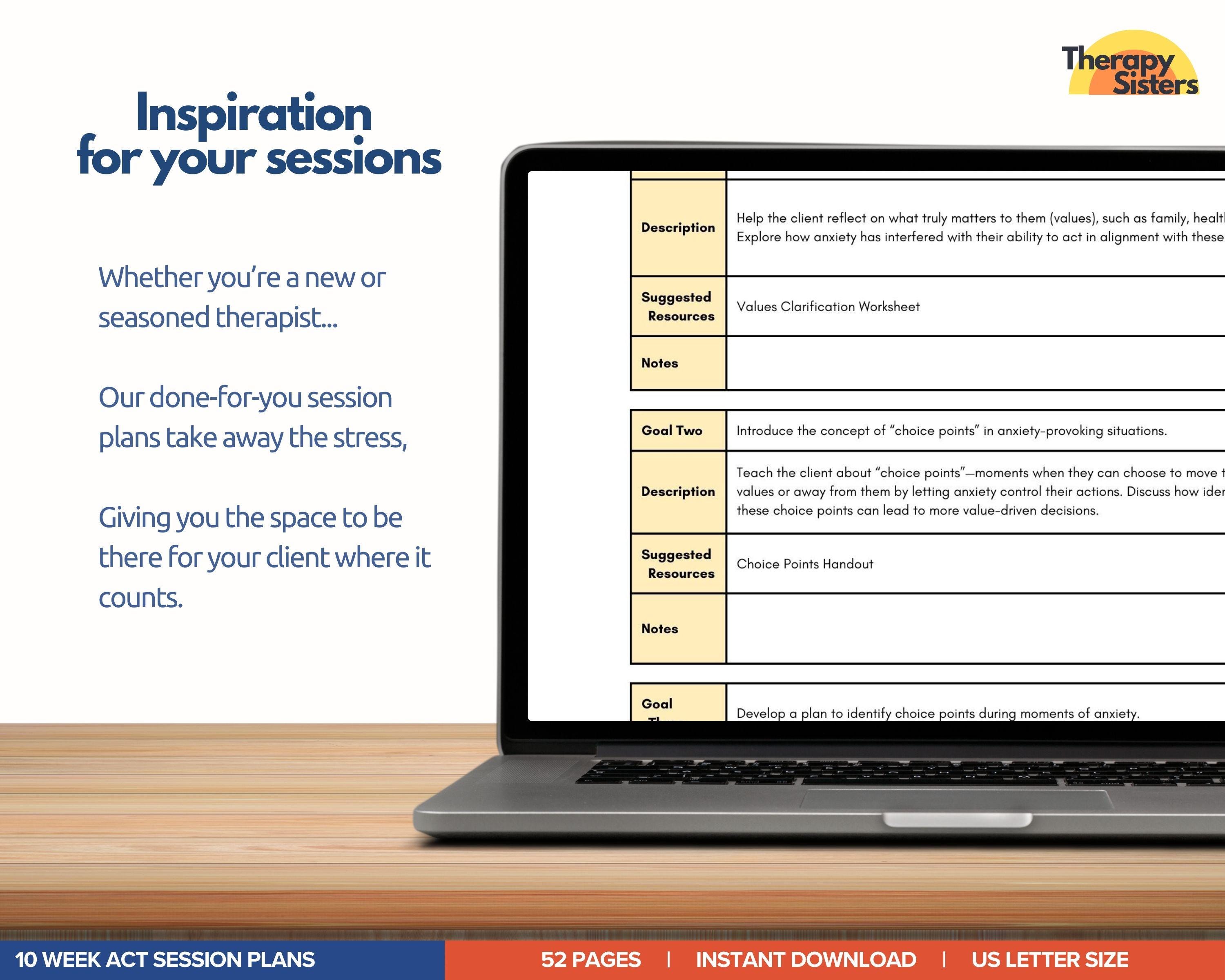ACT Therapy Session Plans | Anxiety, Depression, Grief (digital ...