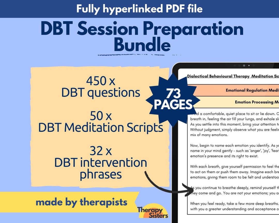 DBT Cheat Sheets Resource Bundle DBT Interventions Wise Mind Therapy ...