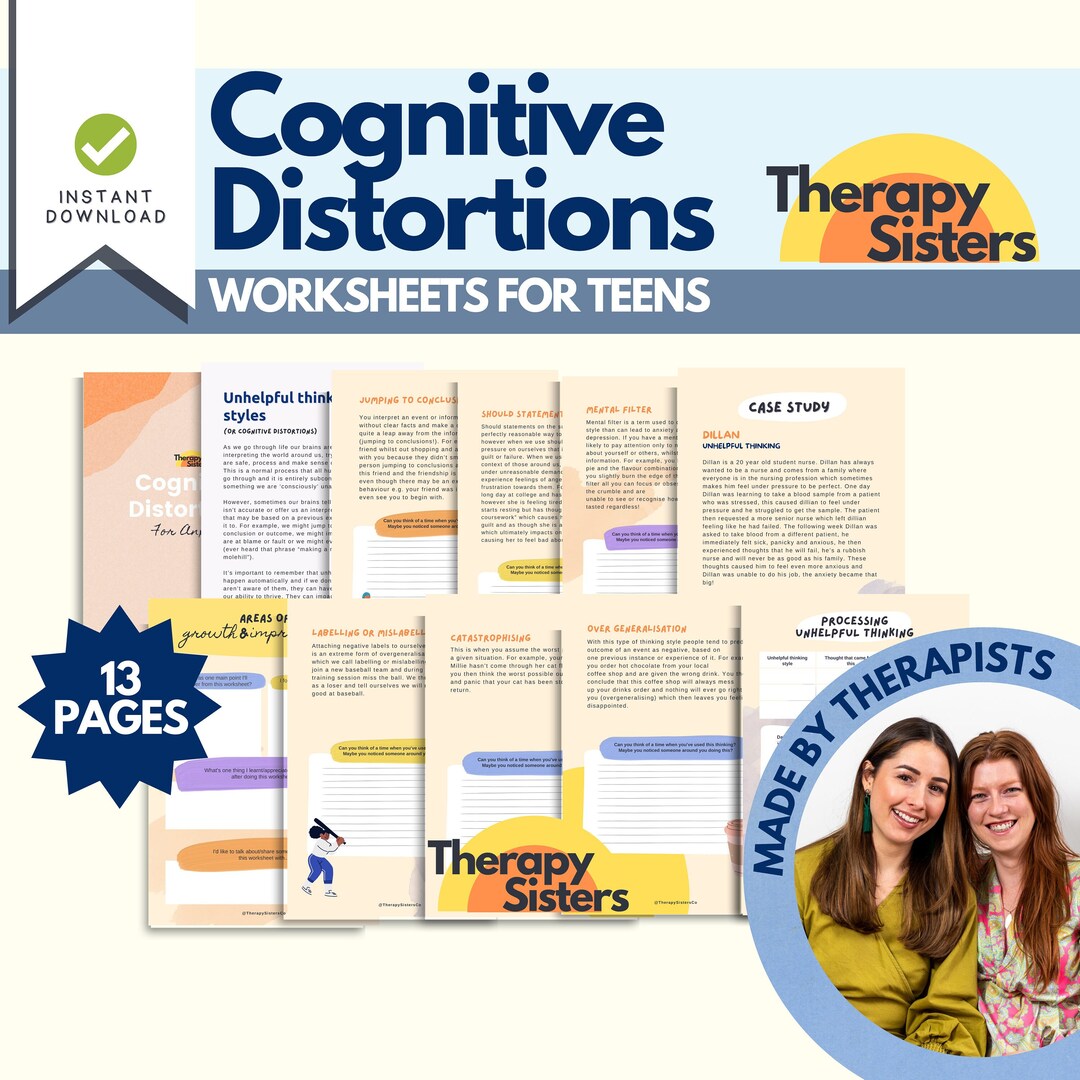 Cognitive Distortions Worksheets Process Unhelpful Thinking - Etsy