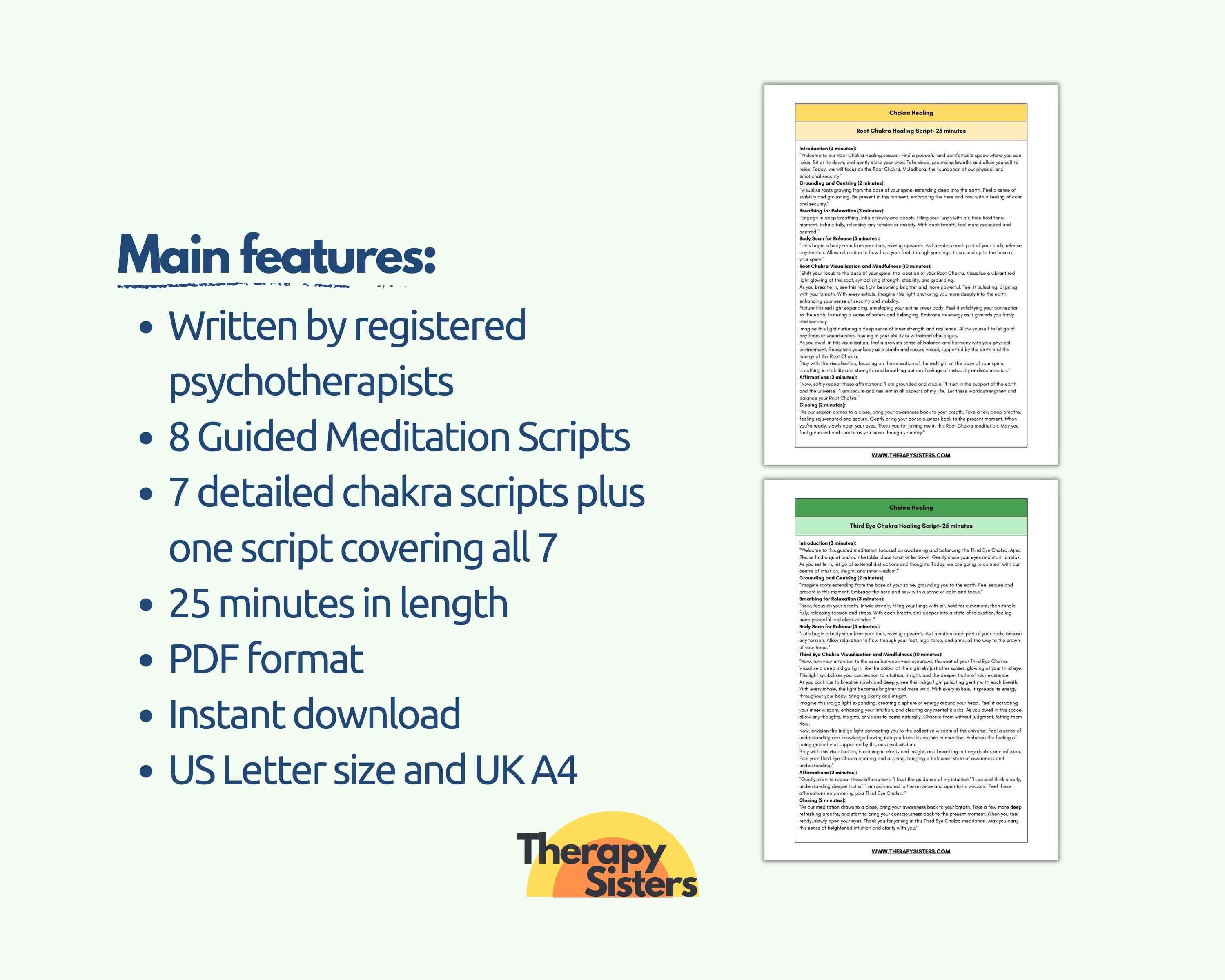 8 X 25-minute Chakra Meditation Scripts Holistic Therapy Resources Yoga ...