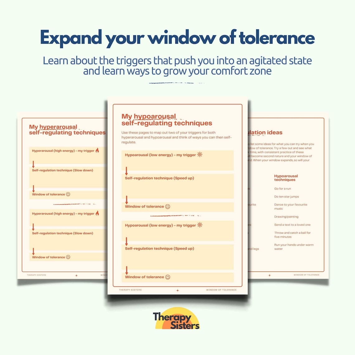 Window of Tolerance Worksheets for Adults Nervous System Polyvagal ...