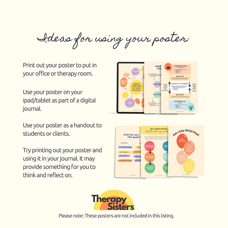 4 Mindful Exercises Posters School Counseling Sign Poster Psychologist ...