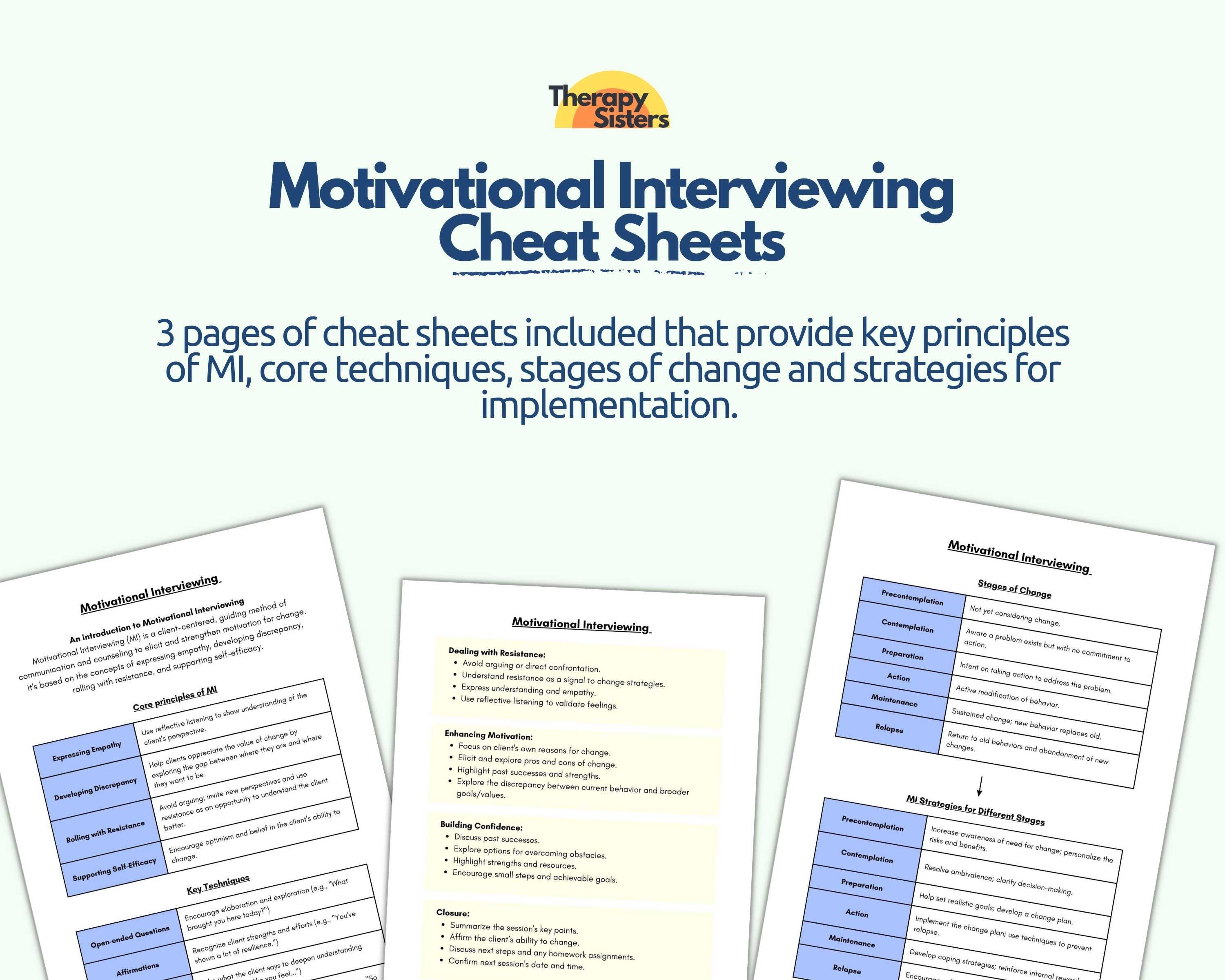 Motivational Interviewing Therapy Bundle MI Therapy Psychotherapy Notes ...