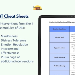 DBT Cheat Sheets Resource Bundle DBT Interventions Wise Mind Therapy ...