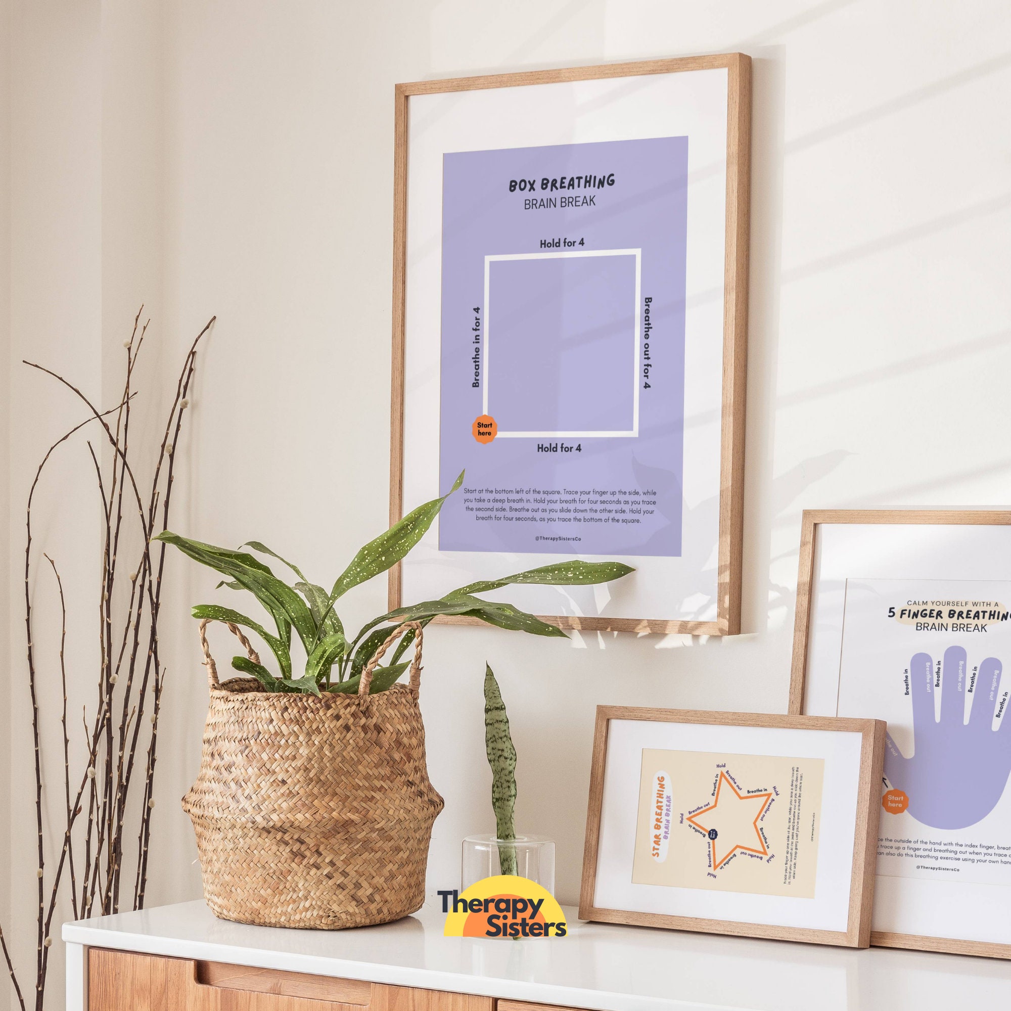 3 Mindful Breathing Posters School Counseling Sign Poster Psychologist ...