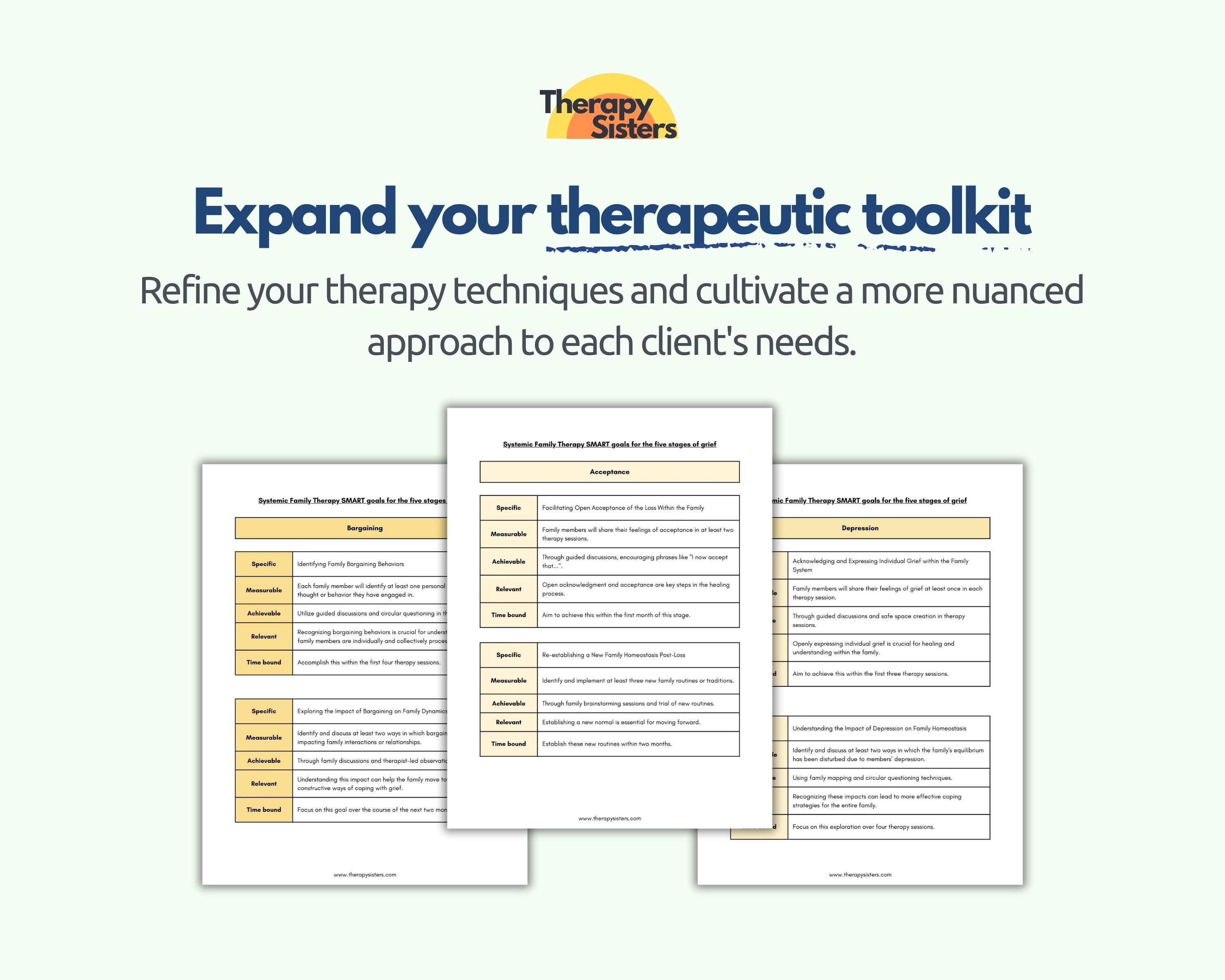 Systemic Family Therapy SMART Goals for Grief Therapy Grief Journal ...